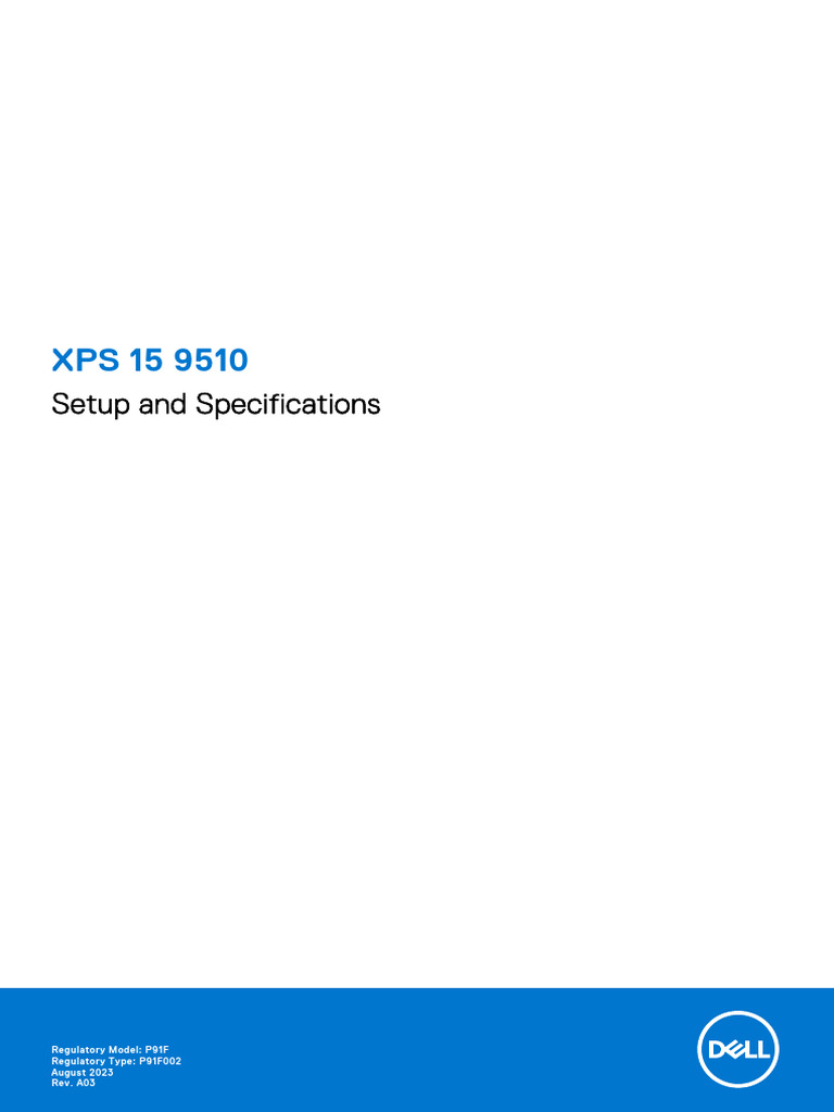XPS 15 9510 Setup & Specs Guide | PDF | Usb | Computer Keyboard