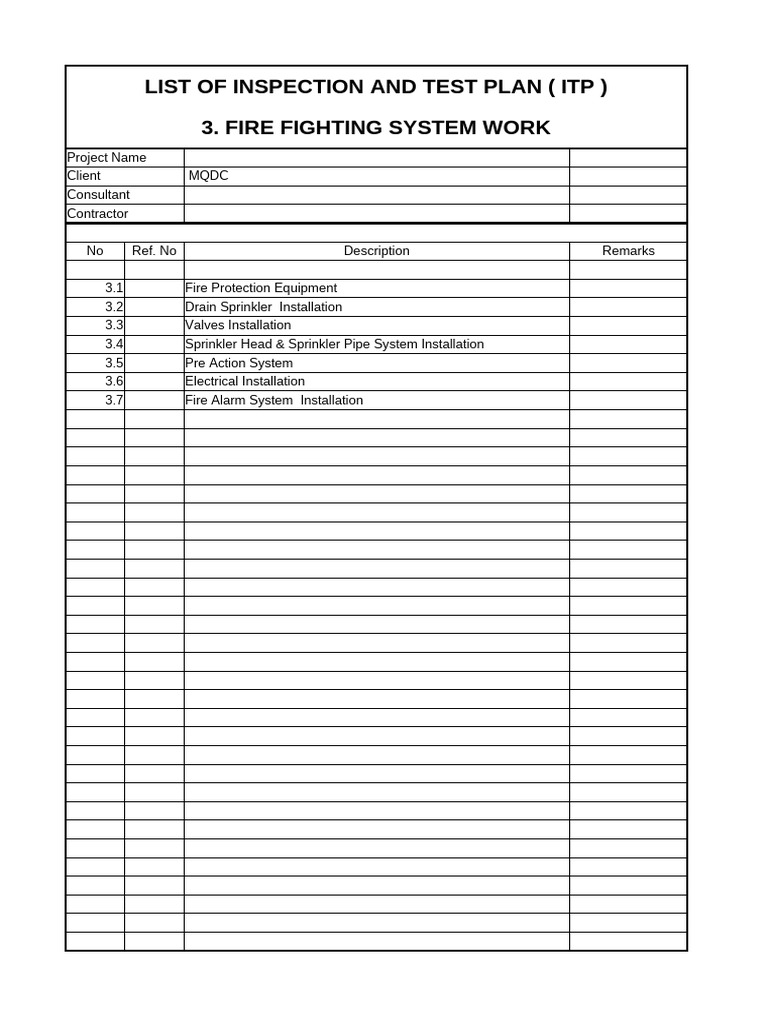 2.3 - CUP Combined ITP - FP Work | PDF | Specification (Technical Standard) | Fire Sprinkler System