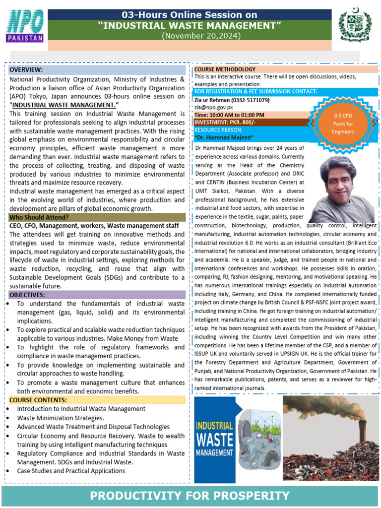 Industrial Waste Management Course | PDF | Waste | Waste Management