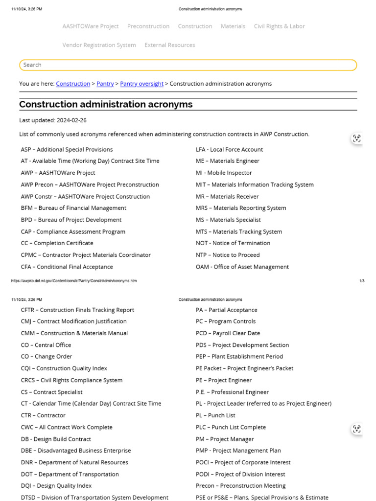 Construction Administration Acronyms | PDF | Business