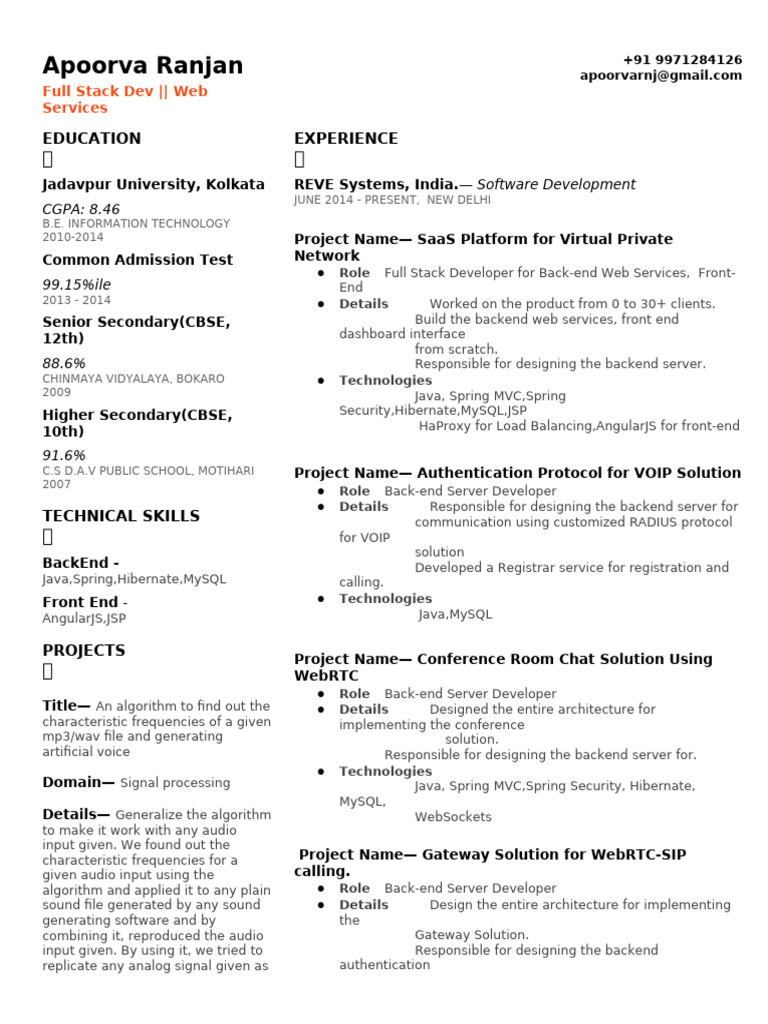 Apoorva Ranjan - 7years | PDF | Java (Programming Language) | Systems Architecture