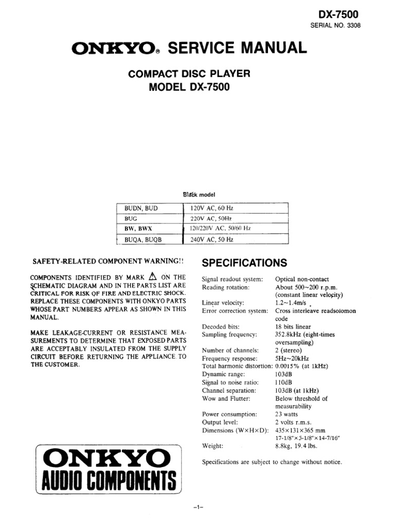 Onkyo DX7500 | PDF