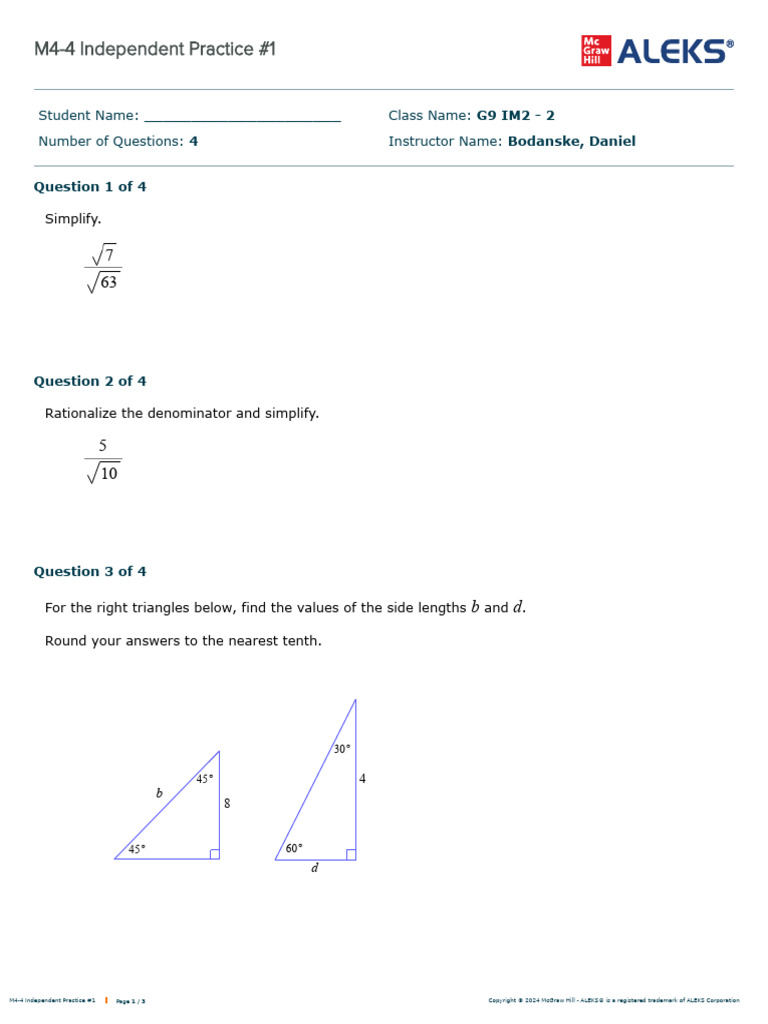 M4-4 Aleks | PDF | Elementary Geometry | Elementary Mathematics