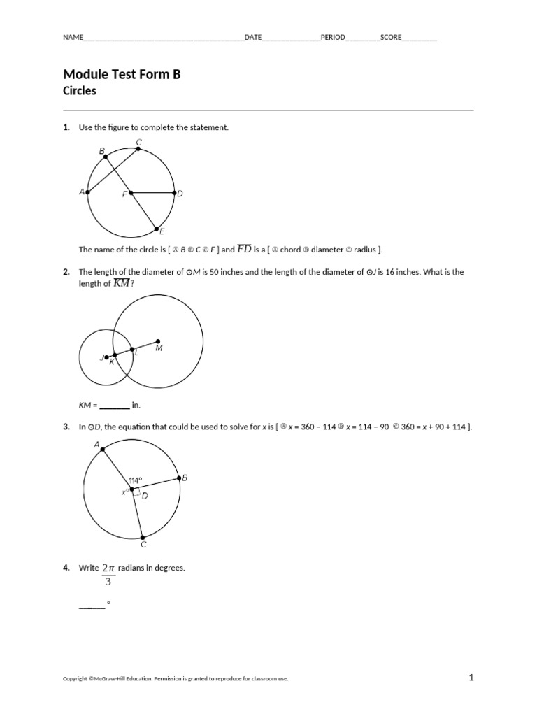 Int2_M5+Form+B | PDF | Circle | Angle
