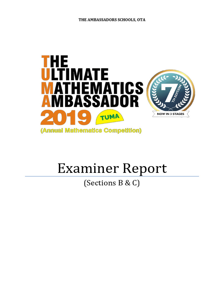 Tuma 2019 Examiners Report | PDF | Numbers | Elementary Mathematics