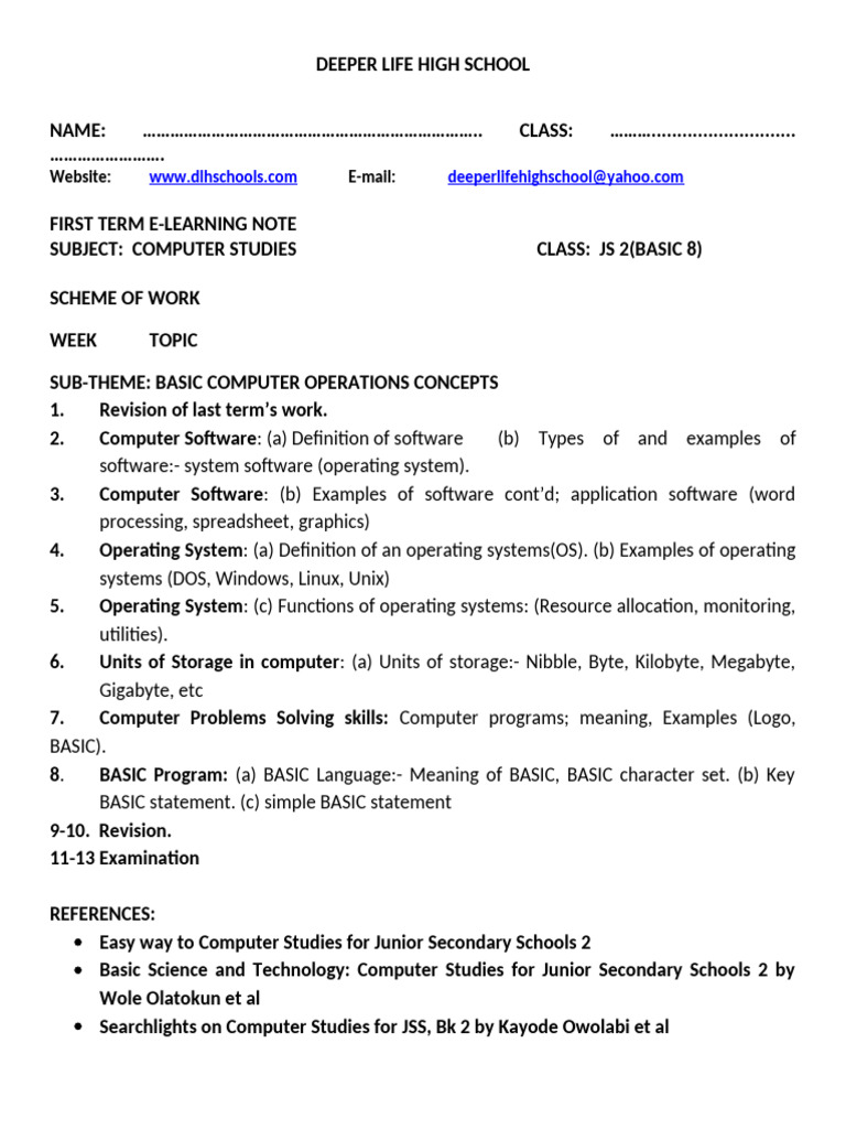 Basic 8 1ST Term Comp STD | PDF | Byte | Operating System