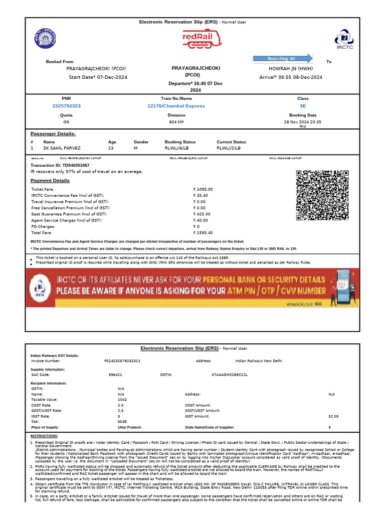ticket | PDF | Identity Document | Payments