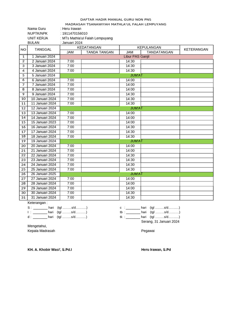 Absen Manual 2024 | PDF