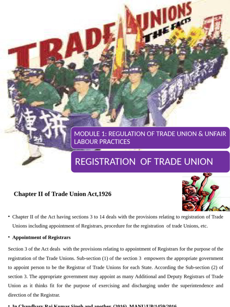 Registration of Trade Union | PDF | Appeal | Trade Union