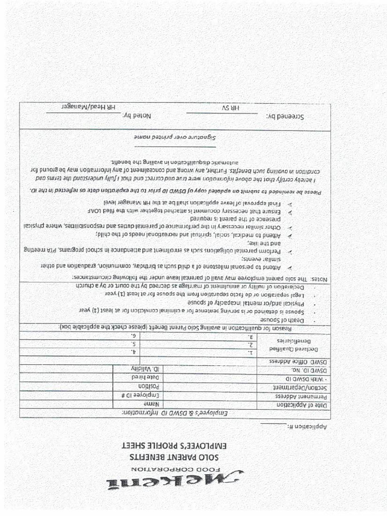 Solo Parent Form | PDF