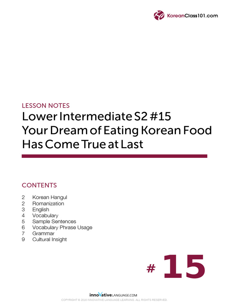 Level3 Lesson 41 | PDF | Korean Cuisine | Foods