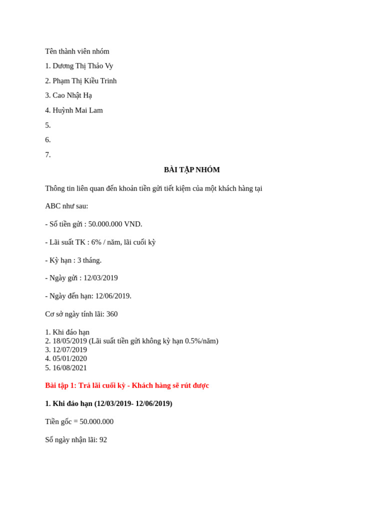 Bài tập chương 2 NHTM | PDF