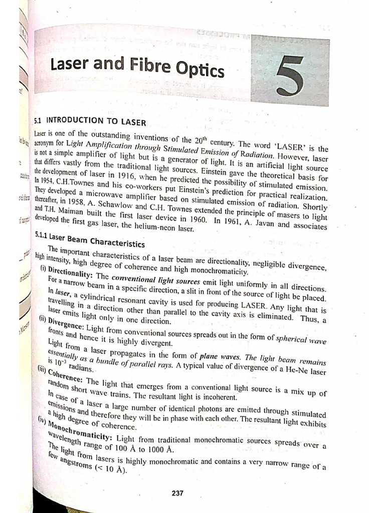 Laser and Fibre Optics | PDF