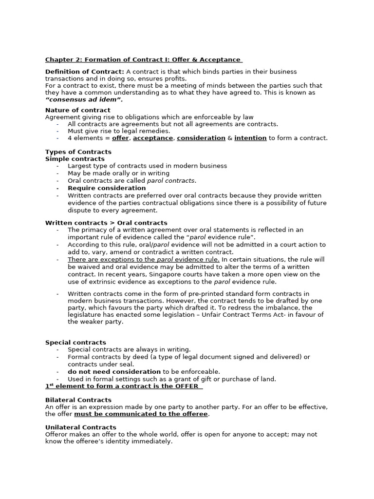 Chapter 2 Business Law | PDF | Offer And Acceptance | Parol Evidence Rule