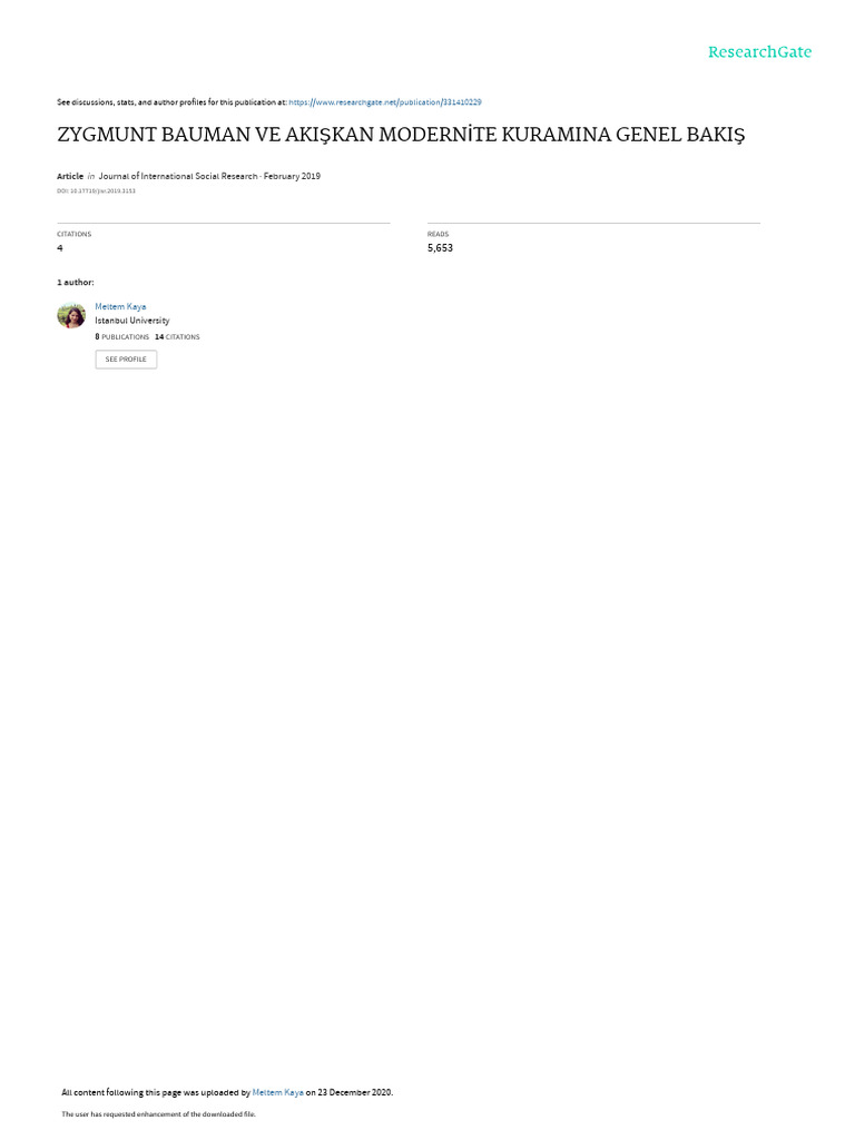 Zygmunt - Bauman - Ve - Akiskan - Modernite - Kura1 | PDF