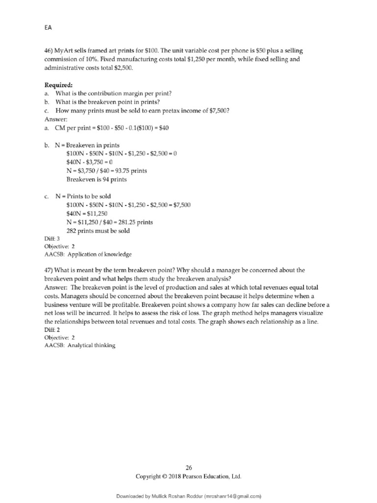 CVP Math Practice | PDF