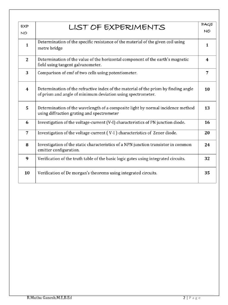 12th Physics - Practicals Guide EM | PDF