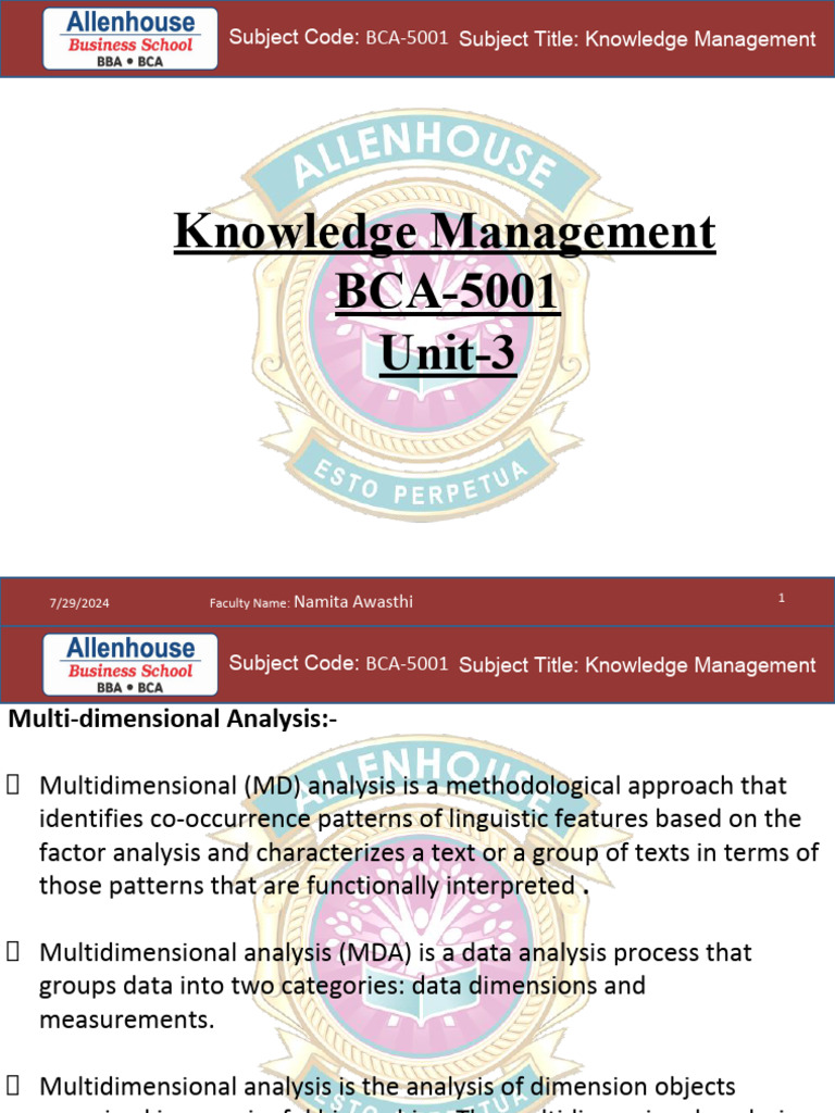 Knowledge Management BCA-5001 Unit-3 | PDF | Data Mining | Data