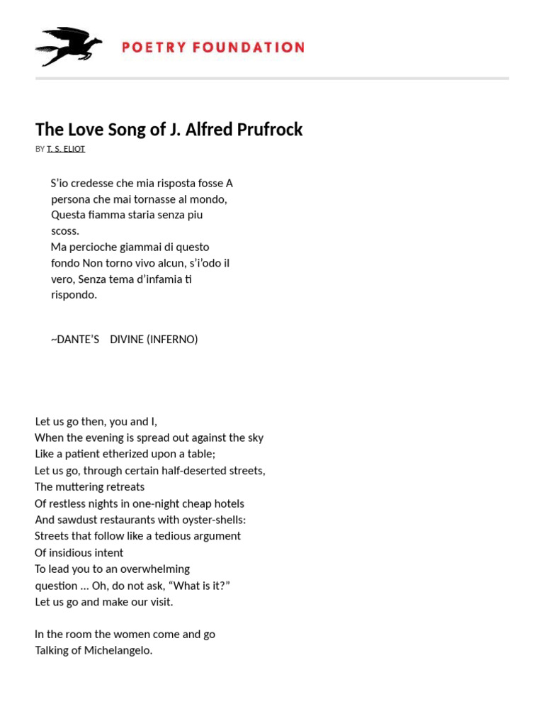 The Love Song of J. Alfred Prufrock | PDF