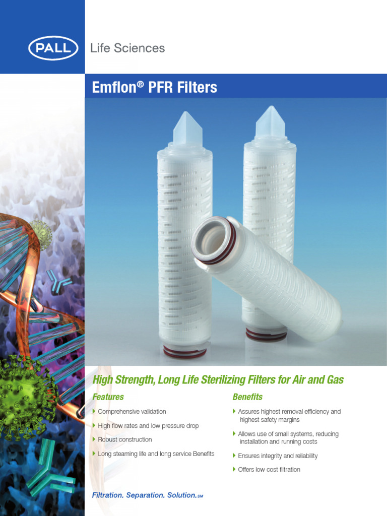 PALL - Emflon PFR - Datasheet | PDF | Sterilization (Microbiology) | Filtration