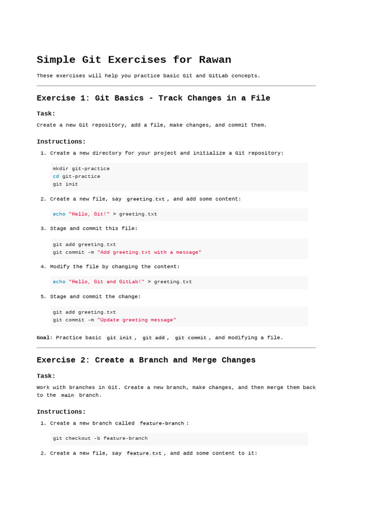 Git Exercises For Rawan | PDF