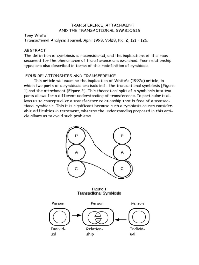 Transference Attachment Symbiosis | PDF | Attachment Theory | Psychotherapy