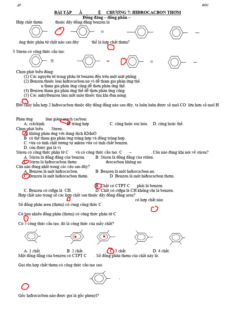Bai Tap Hidrocacbon Thom | PDF