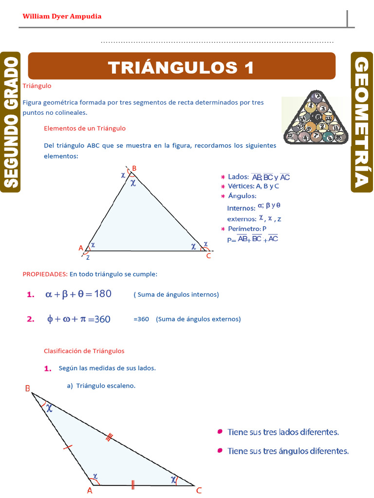 Clase de Triángulos 1 2do SECUNDARIA | PDF | Triángulo | Formas geométricas