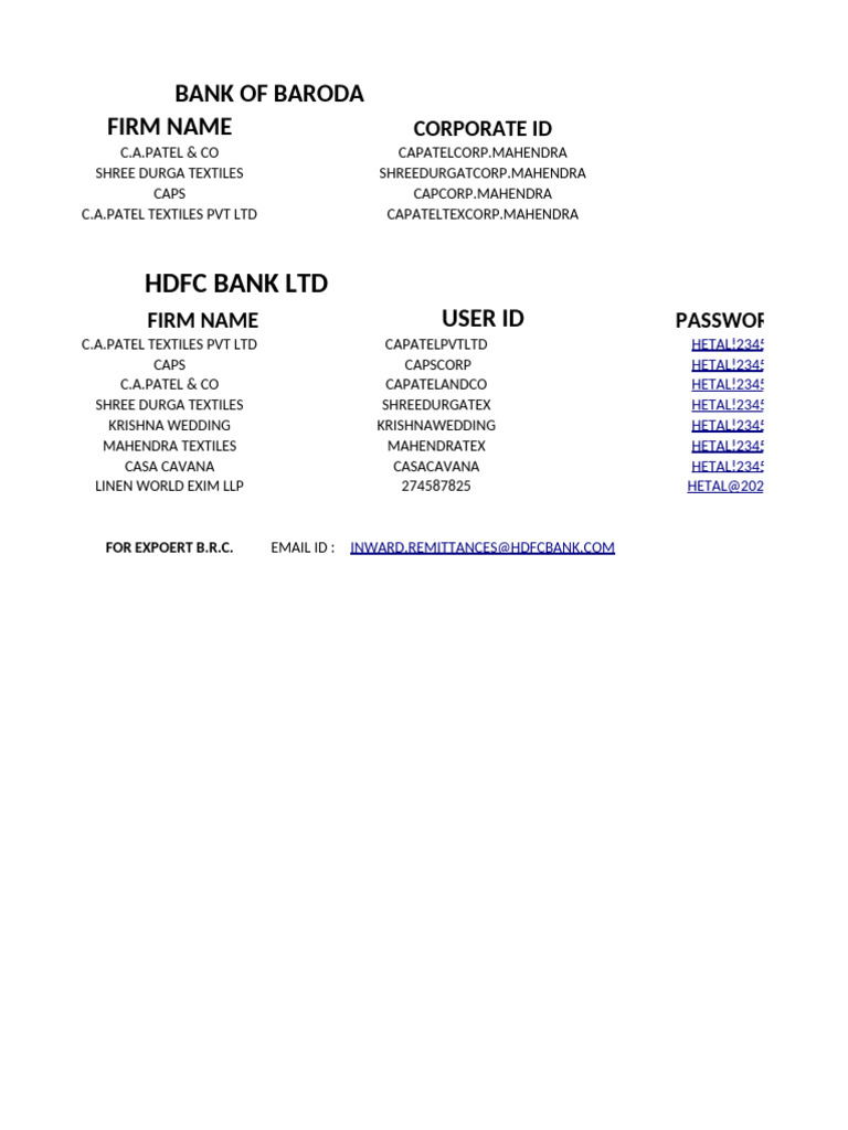 All Firms Net Banking Details | PDF