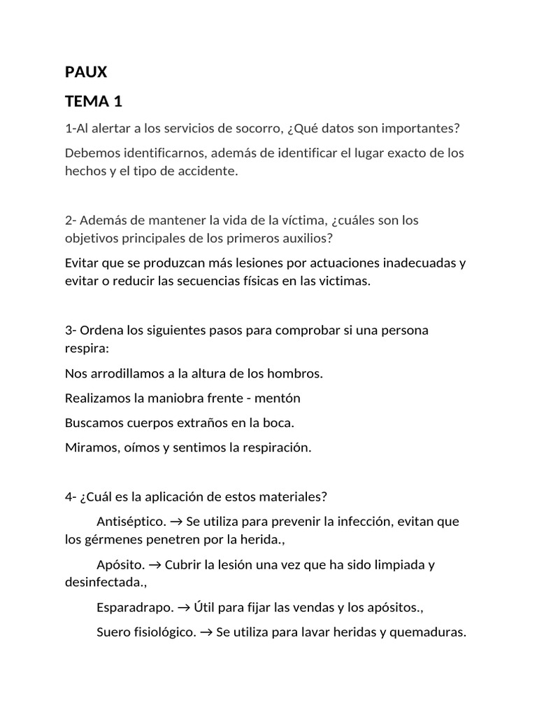 Paux Test Completos | PDF | Herida | Paro cardíaco