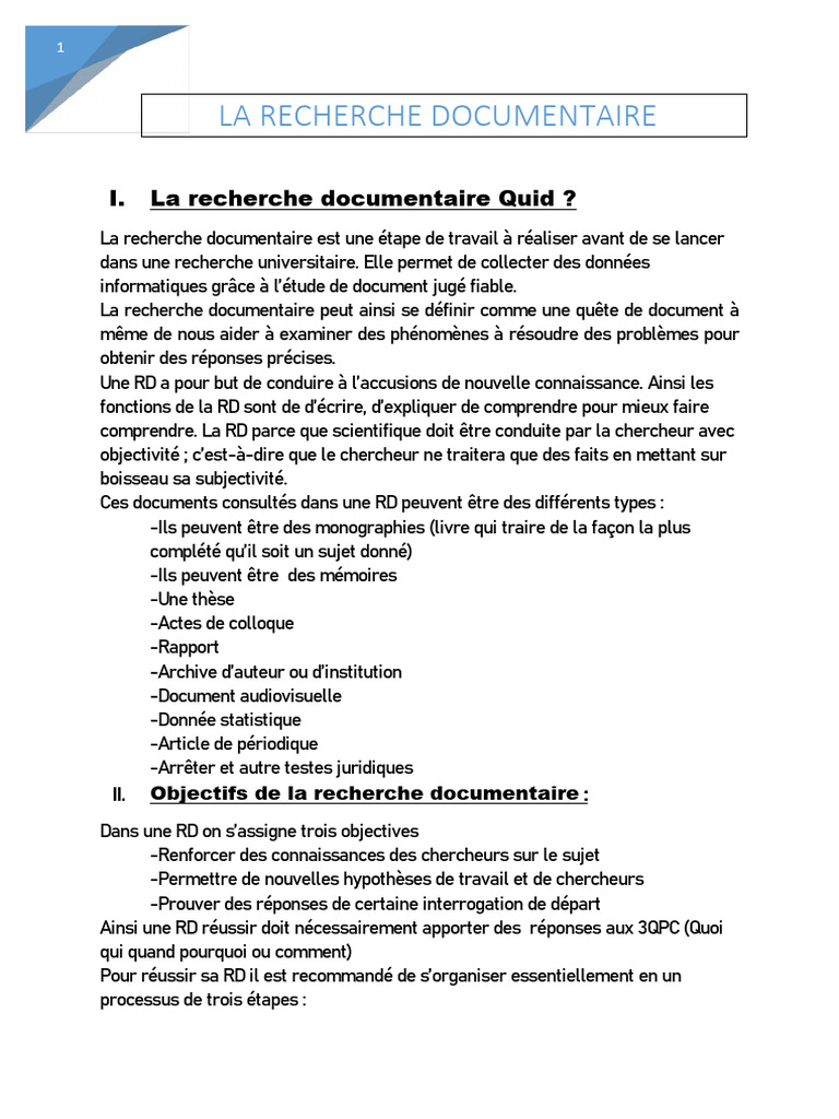 Guide de la recherche documentaire | PDF