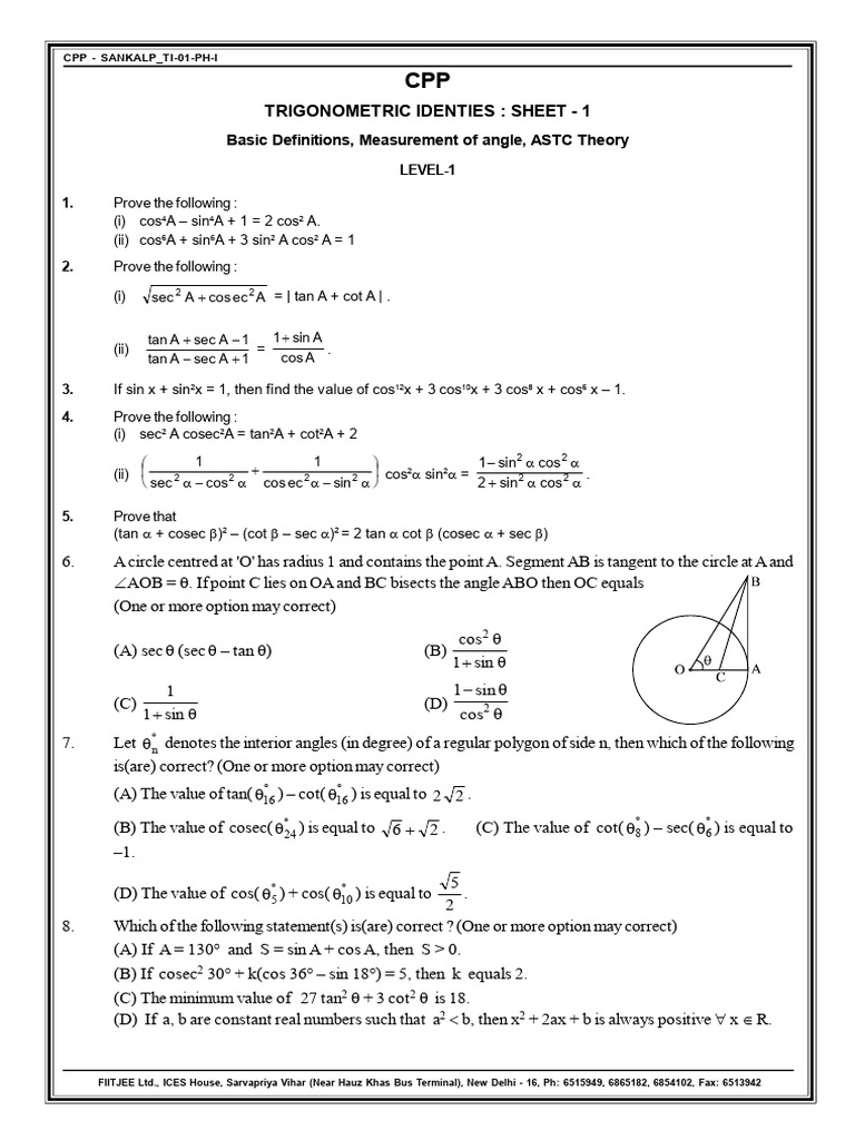 Trigonometric Identities | PDF | Trigonometric Functions | Special Functions