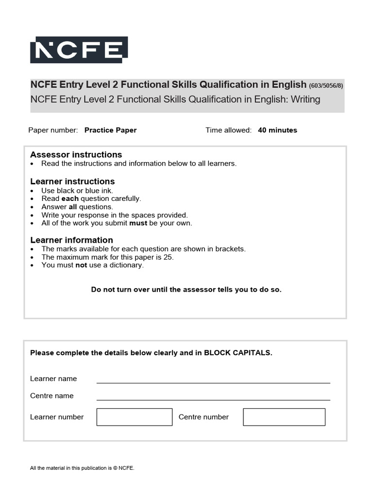 NHFE Entry 2 Writing Sample Paper | PDF | Writing | Human Communication