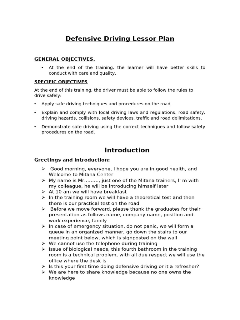 Defensive Driving Training Overview | PDF | Road | Safety