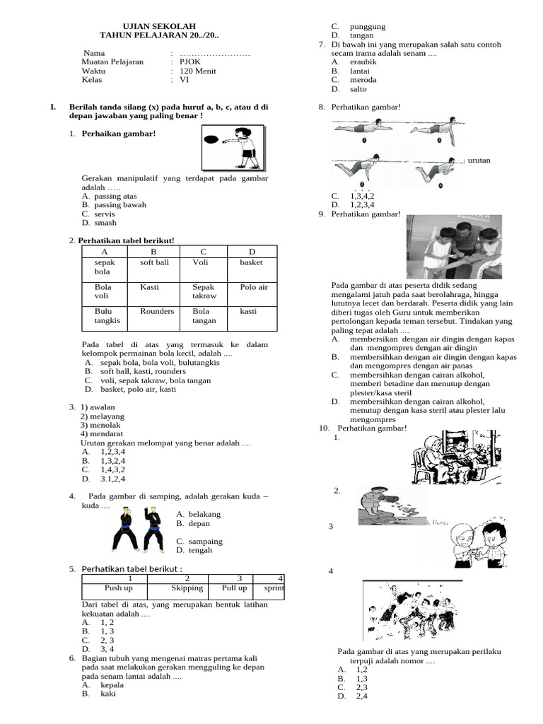 Soal US SD - PJOK | PDF