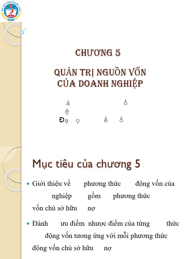 Handout - QTTC - Chuong 5 - Quan Tri Nguon Von - Update 7.2024 | PDF