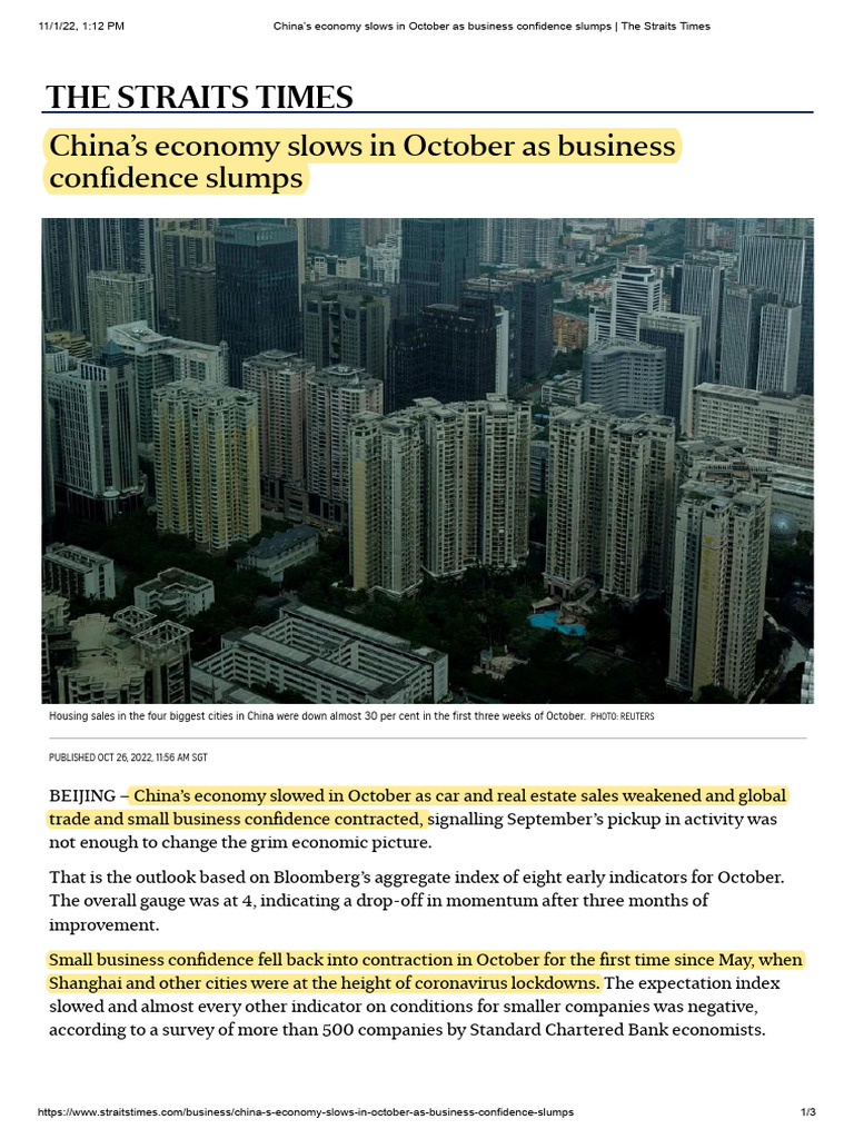 China's Economy Slows in October As Business Confidence Slumps - The ...