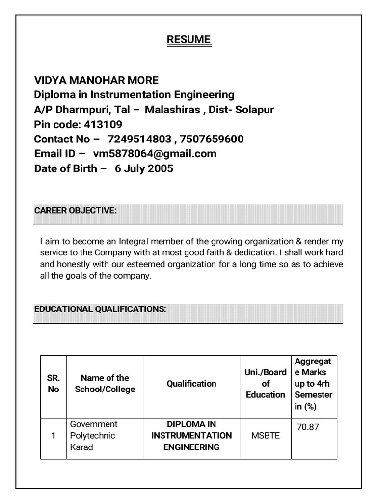 Resume: Career Objective | PDF