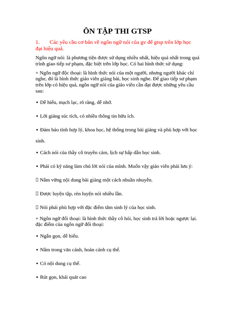 Ôn Tập Thi GTSP | PDF