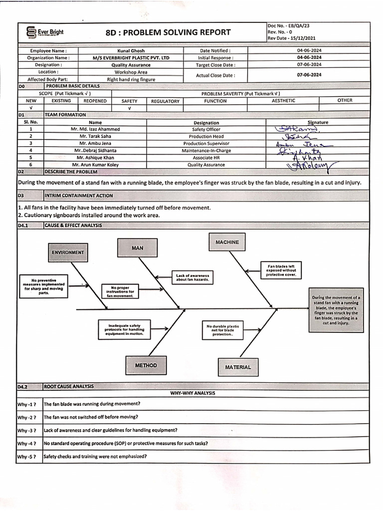 8D Analysis For Accident | PDF