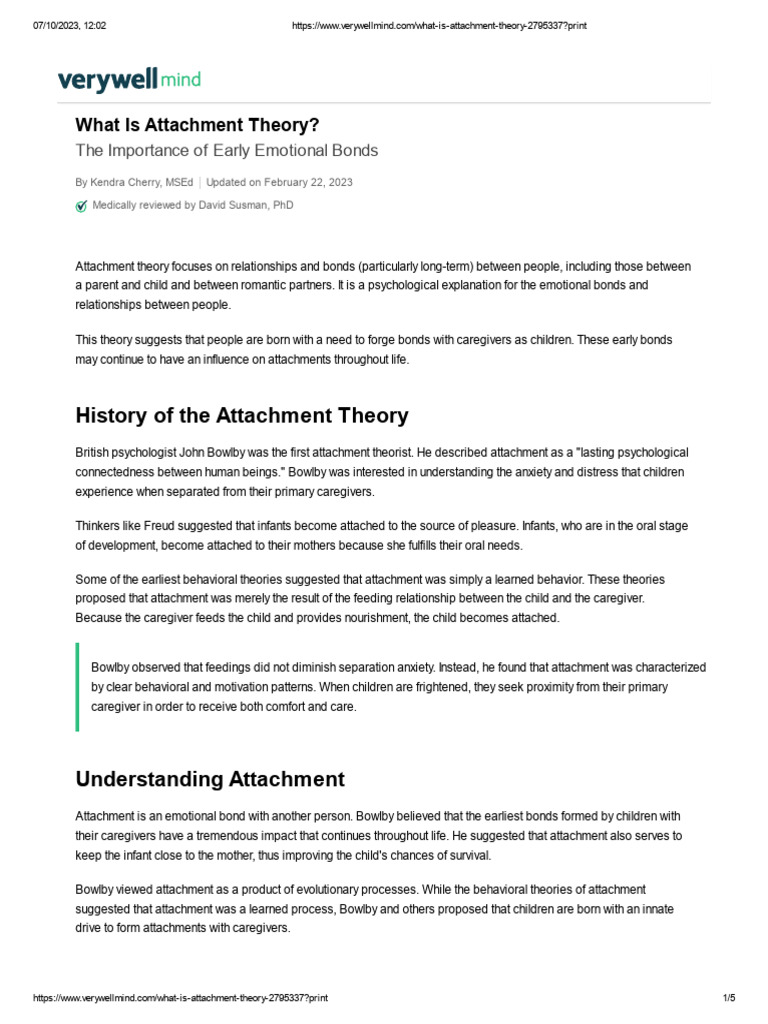 What Is Attachment Theory 2795337 | PDF | Attachment Theory | Social ...