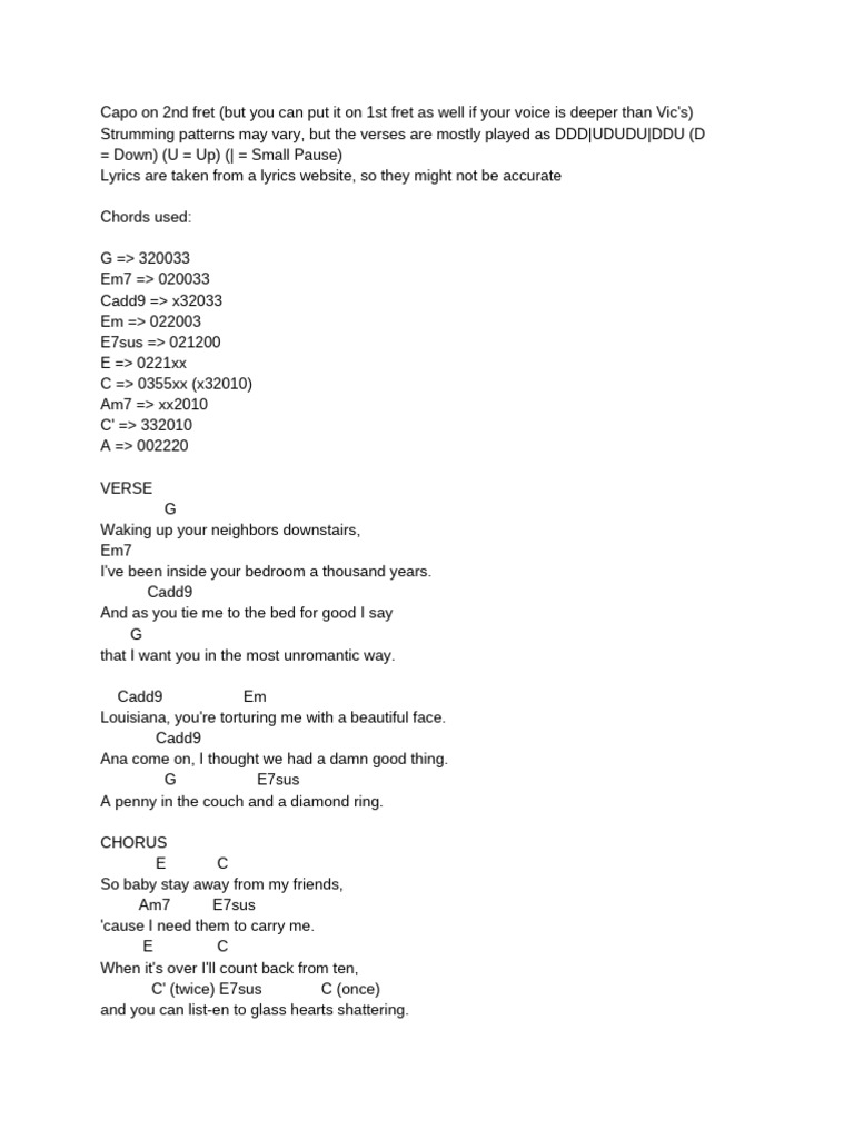 Capo On 2nd Fret (But You Can Put It On 1st Fret As Well If Your Voice ...