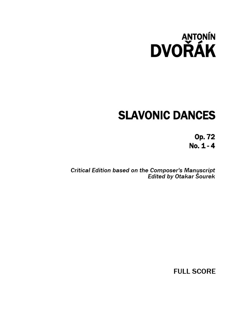 Dvorak Slawische Tänze Op. 72 Partitur | PDF