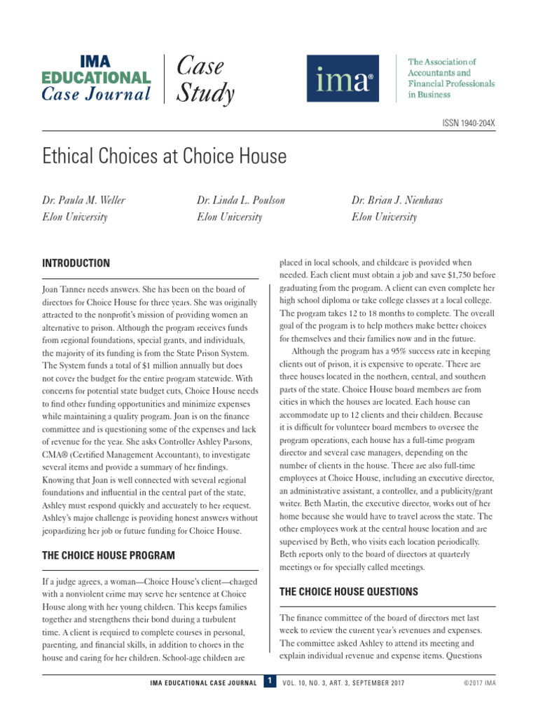 Ethical Choices at Choice House | PDF | Expense | Management Accounting