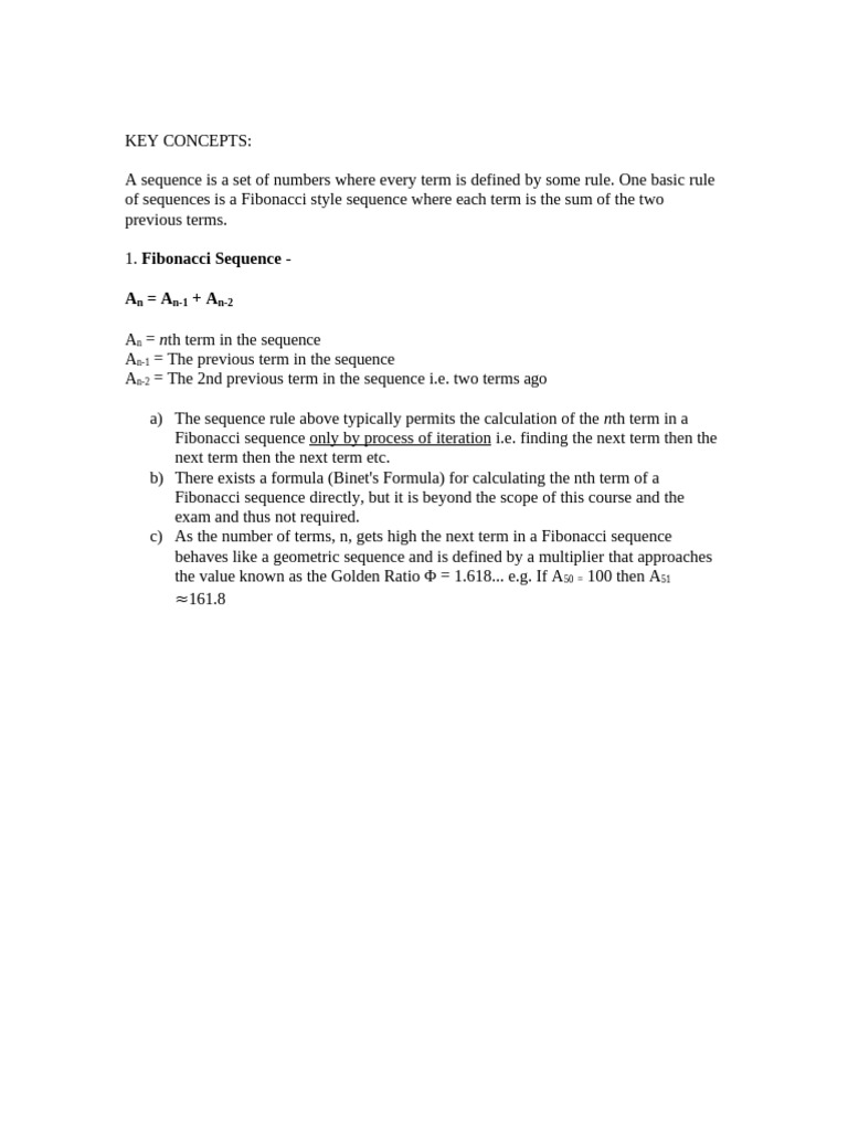 Fibonacci Sequence | PDF | Sequence | Mathematical Objects