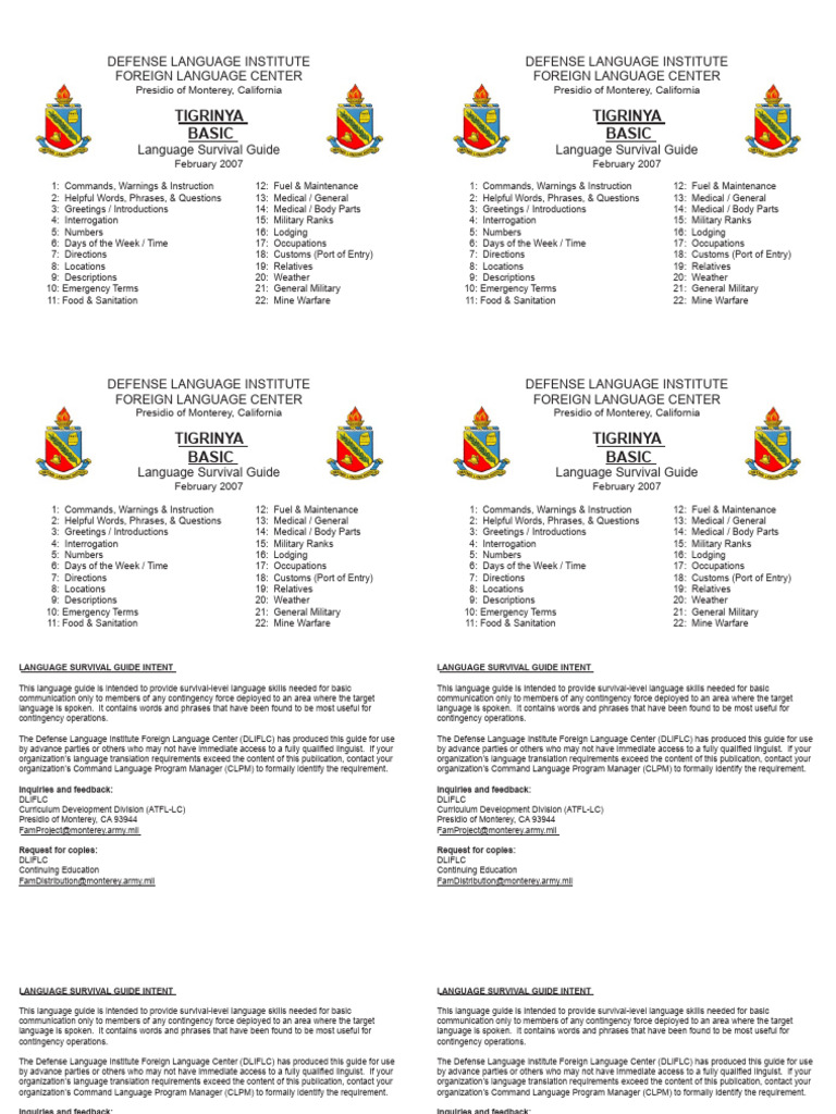 Tigrinya Language Survival Guide | PDF | Human Communication | Linguistics