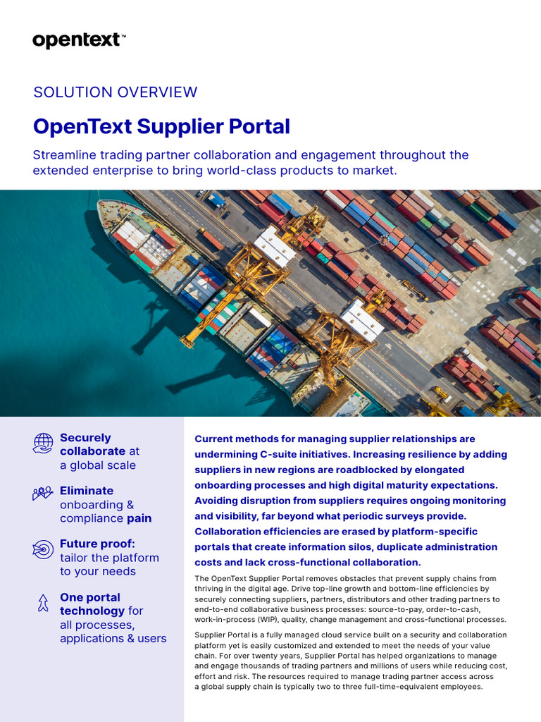 Opentext Supplier Portal So en | PDF | Supply Chain | Cloud Computing