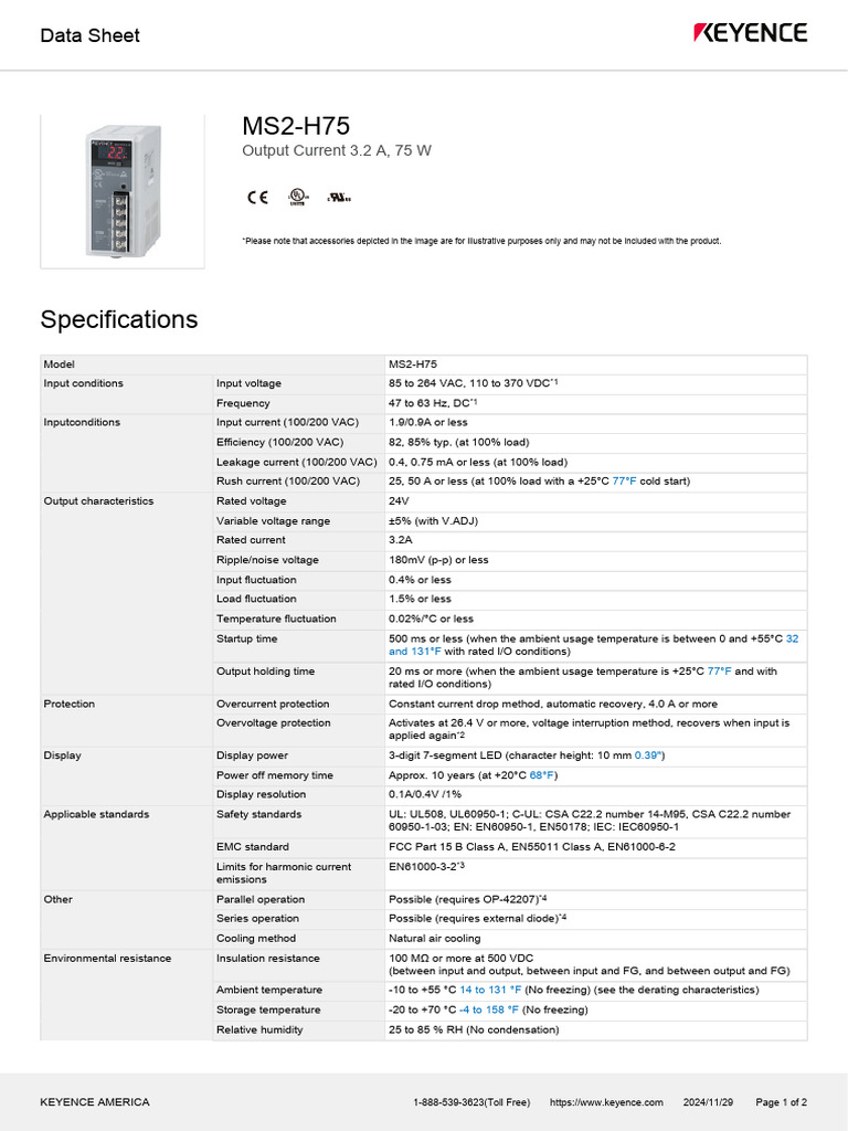 MS2-H75 Datasheet | PDF | Alternating Current | Power Supply