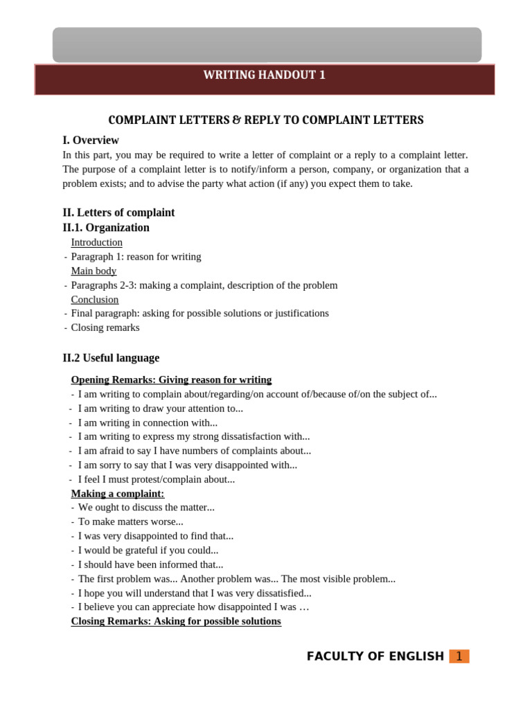 B2 Complaint & Reply Letter Guide | PDF