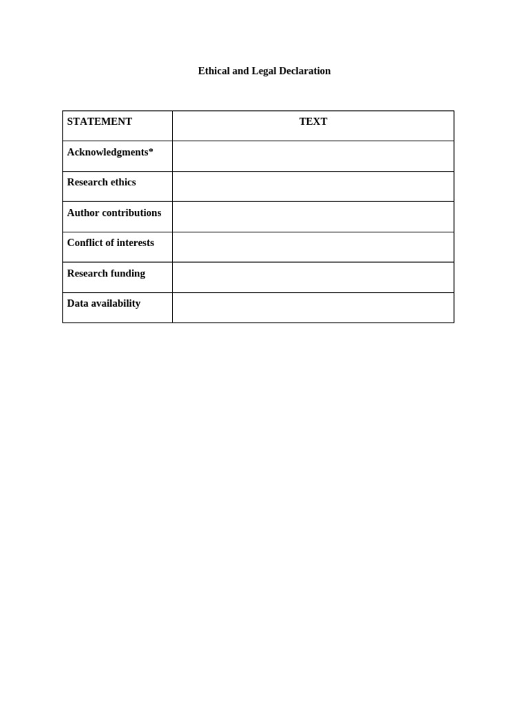 Ethical and Legal Declaration | PDF